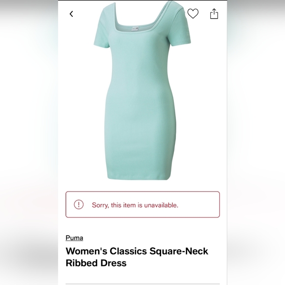 Puma | Dresses | Puma Classics Squareneck Ribbed Dress Egg Shell Blue ...